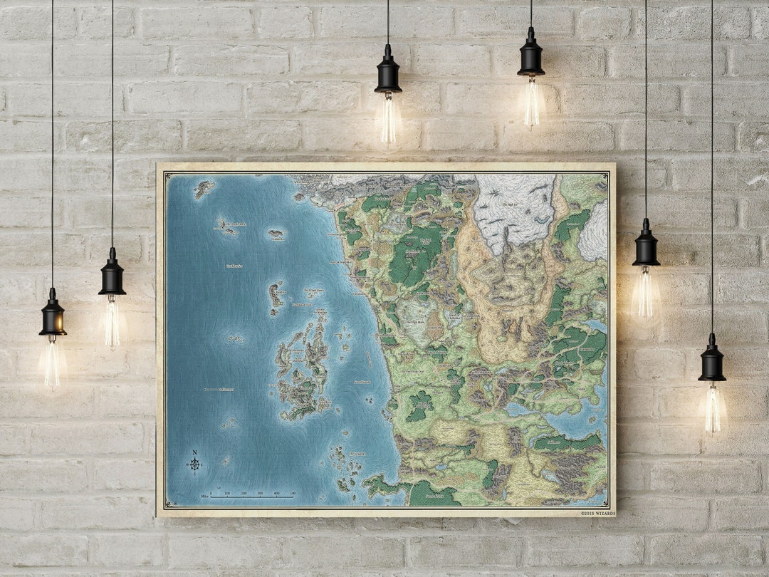 Forgotten Realms Map Art Canvas, Map of Fearun Wall Art,forgotten ...