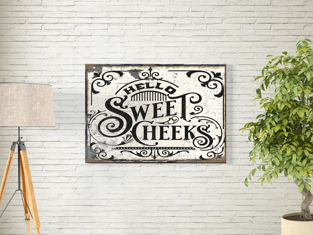 Hello Sweet Cheeks Bathroom Sign, Modern Farmhouse Wall Decor, Bathroom ...