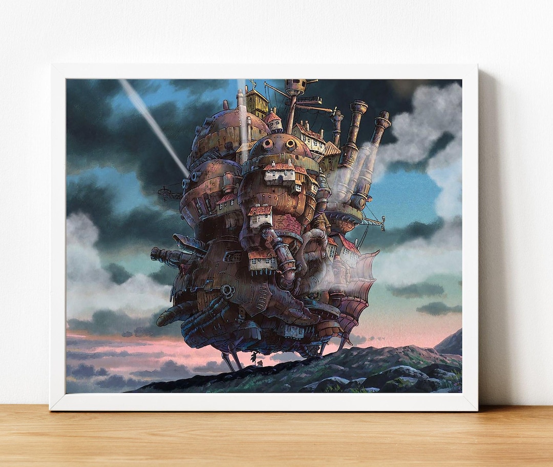 Howl's Moving Castle Art Print, Sophie and Howl Art, Anime Wall Art ...