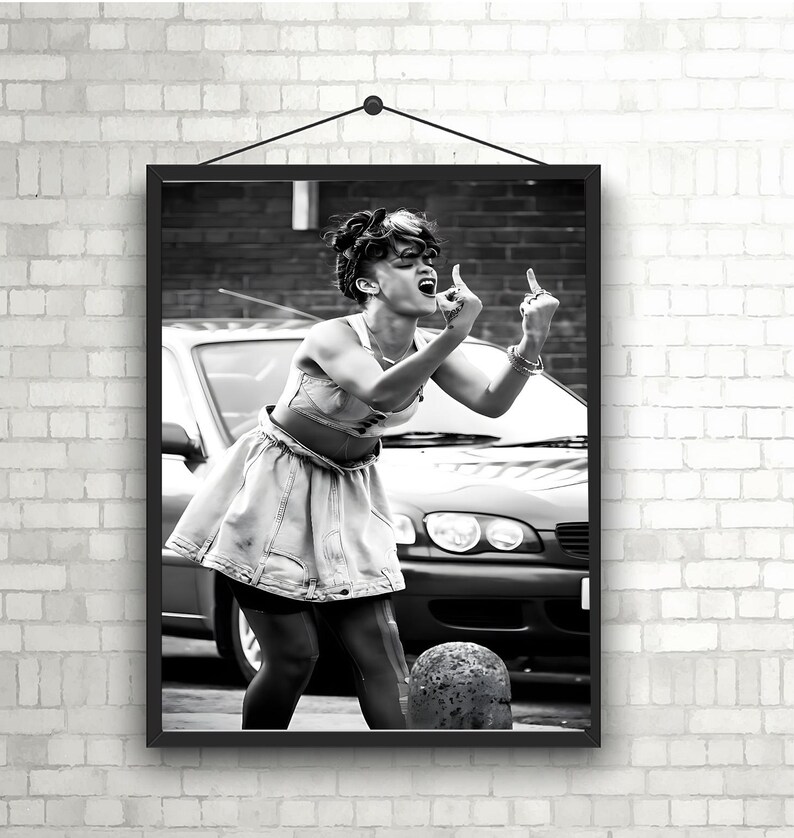 Feminist Posters, Middle Finger Print, Black and White, Teenage Girl ...