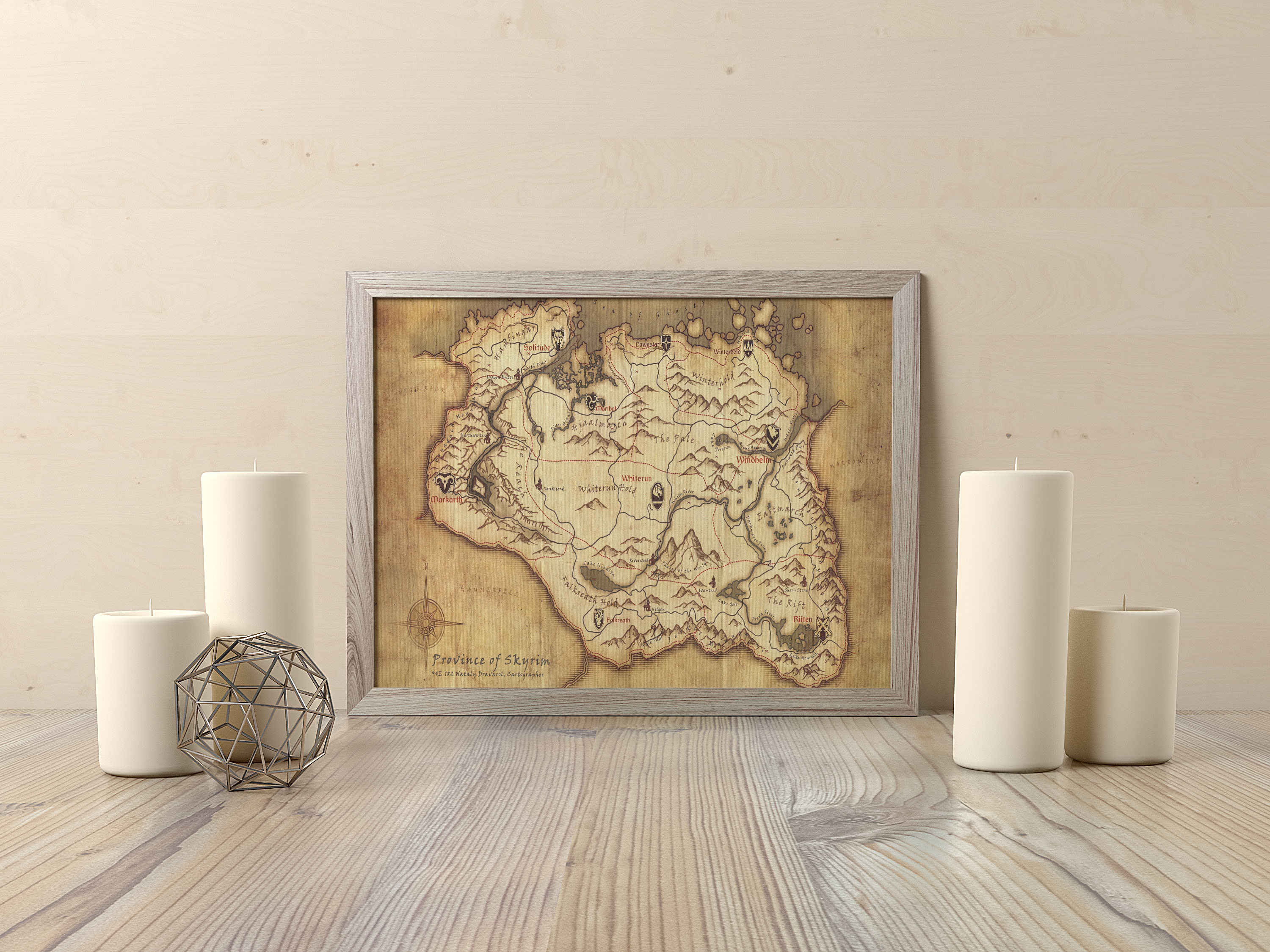 Skyrim Map Print, the Elder Scrolls Map, Map of Tamriel Canvas ...