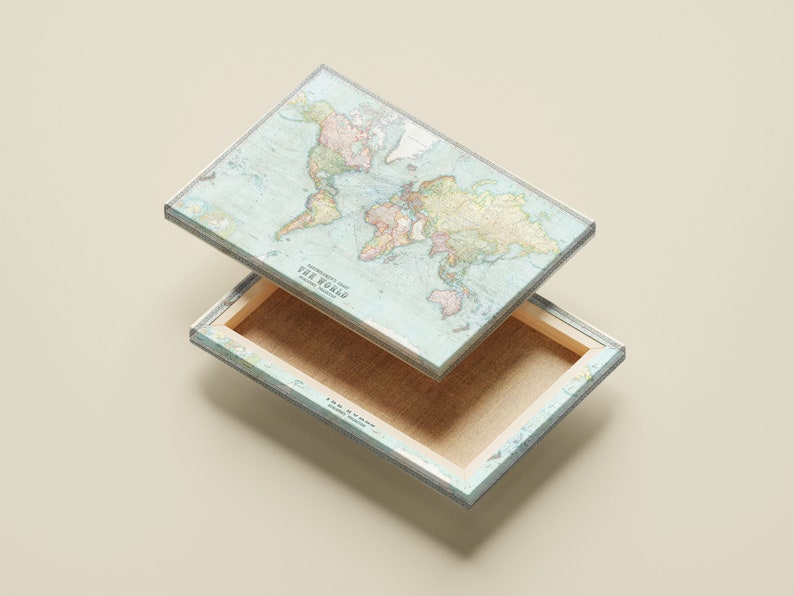 Vintage 1914 World Map, Bartholomew's Chart of the World on Mercator's ...