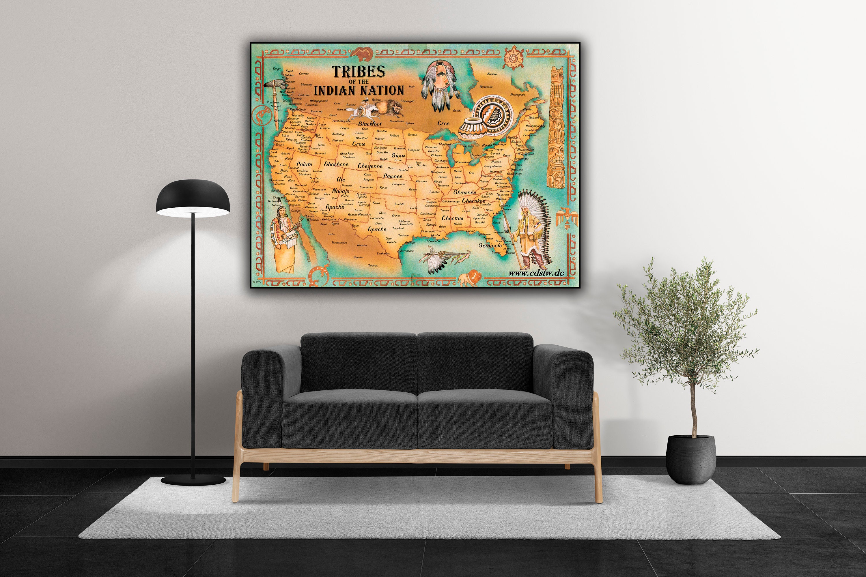 Tribes of Indian Nations Map Canvas Wall Art, American Indian Tribes ...
