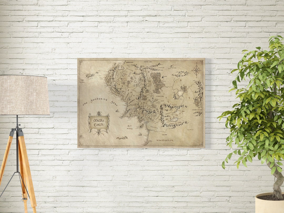 Middle Earth Antique Map Wall Decor,world Map Artwork,lord of the Rings ...
