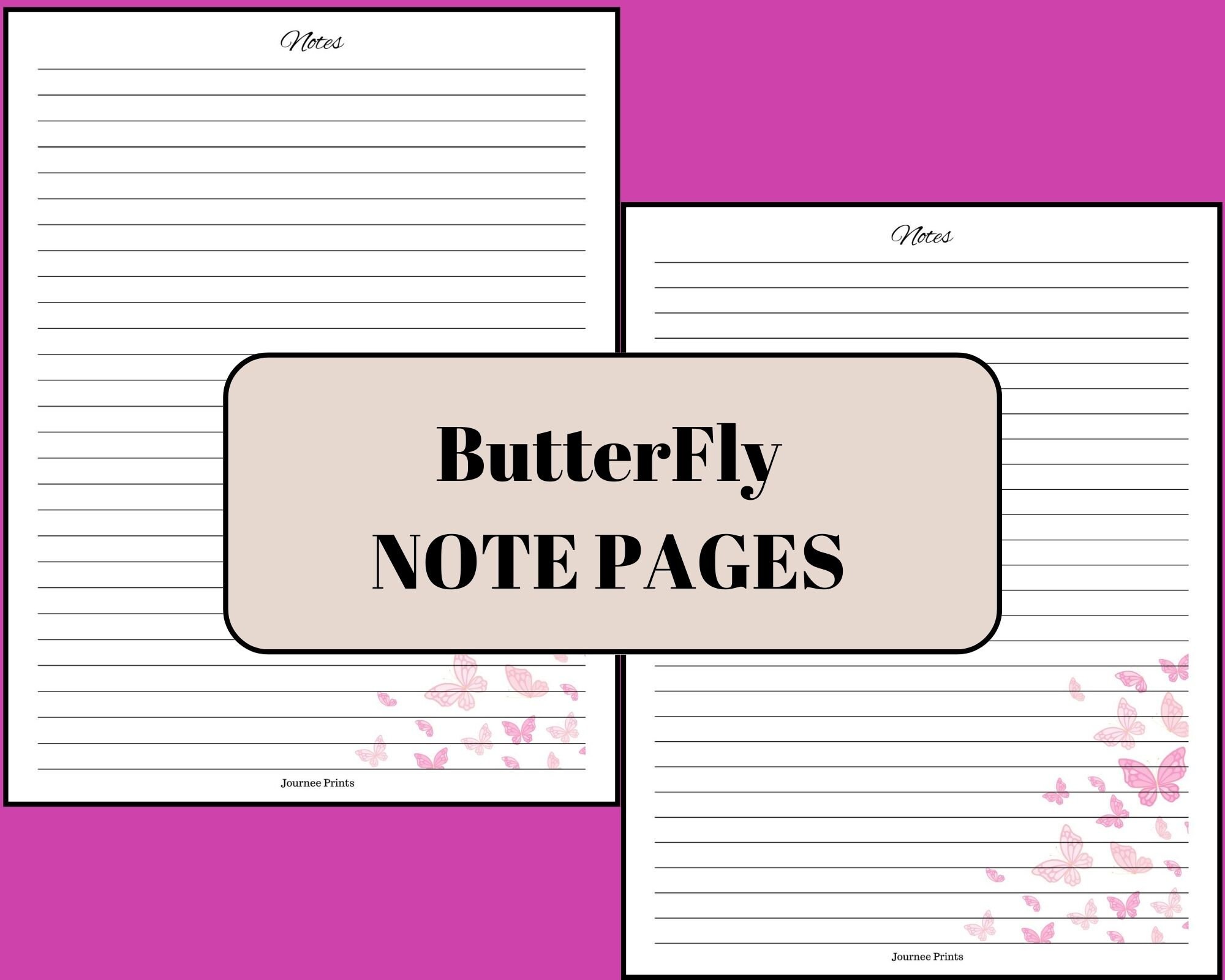 Butterfly Note Pages 4 Pages Instant Download Journal Pages, Note ...