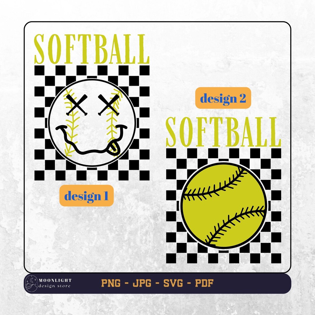Softball Svg, Softball Png, Checkered Softball Svg Png, Softball Life ...