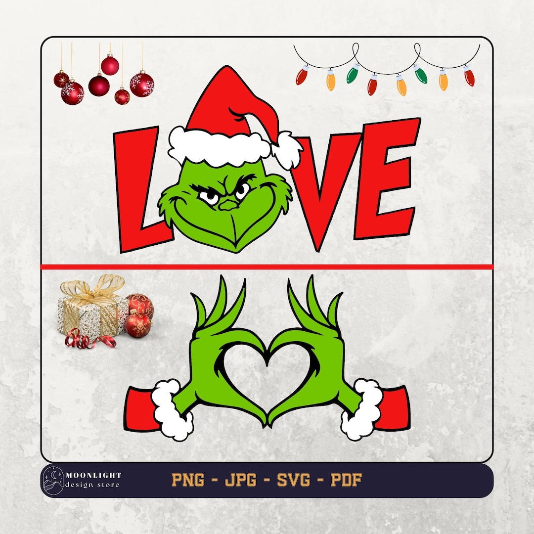 Grinch mano amor svg, Grinch corazón svg, Grinch mano amor png, Grinch ...