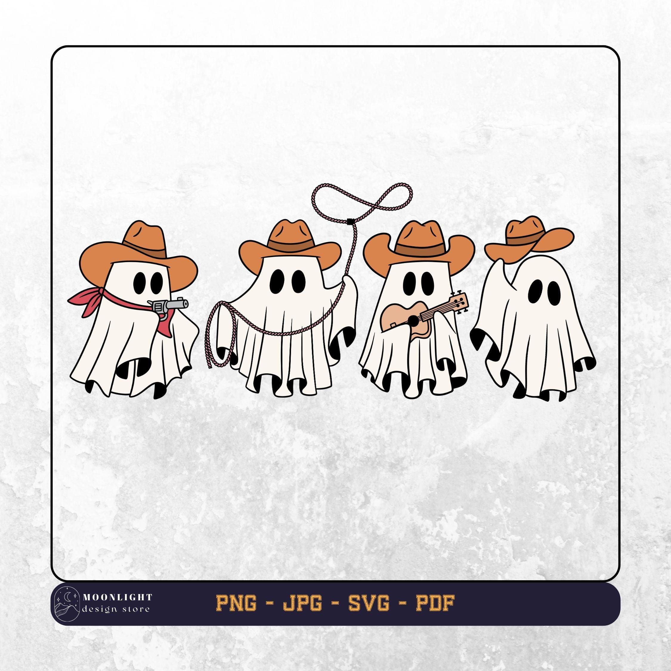 Cowboy Ghosts Png, Cowboy Ghosts Svg, Western Cute Ghost Svg Png ...
