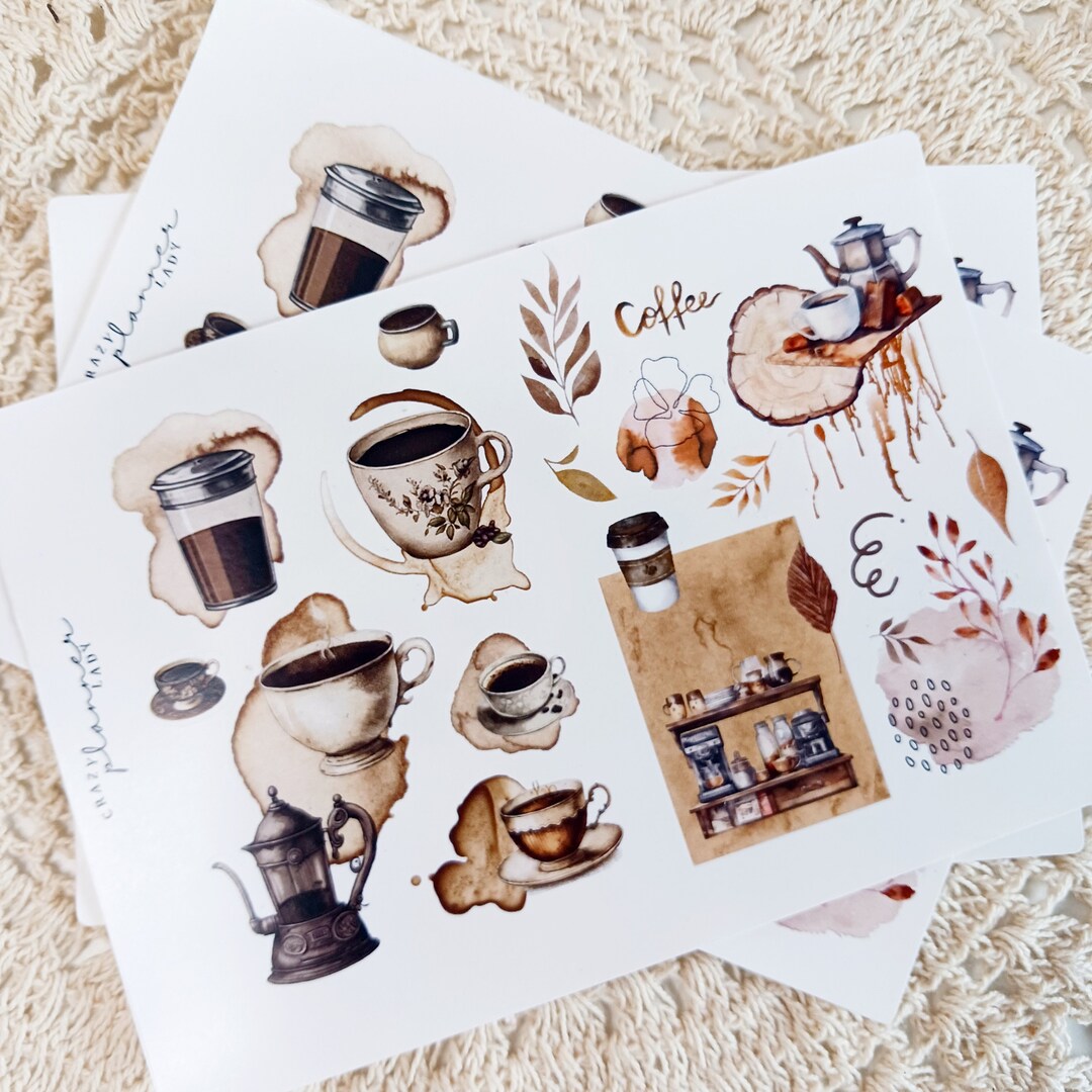 Coffee Art Journal Stickers Planner Sticker Kit Scrapbooking Coffee ...