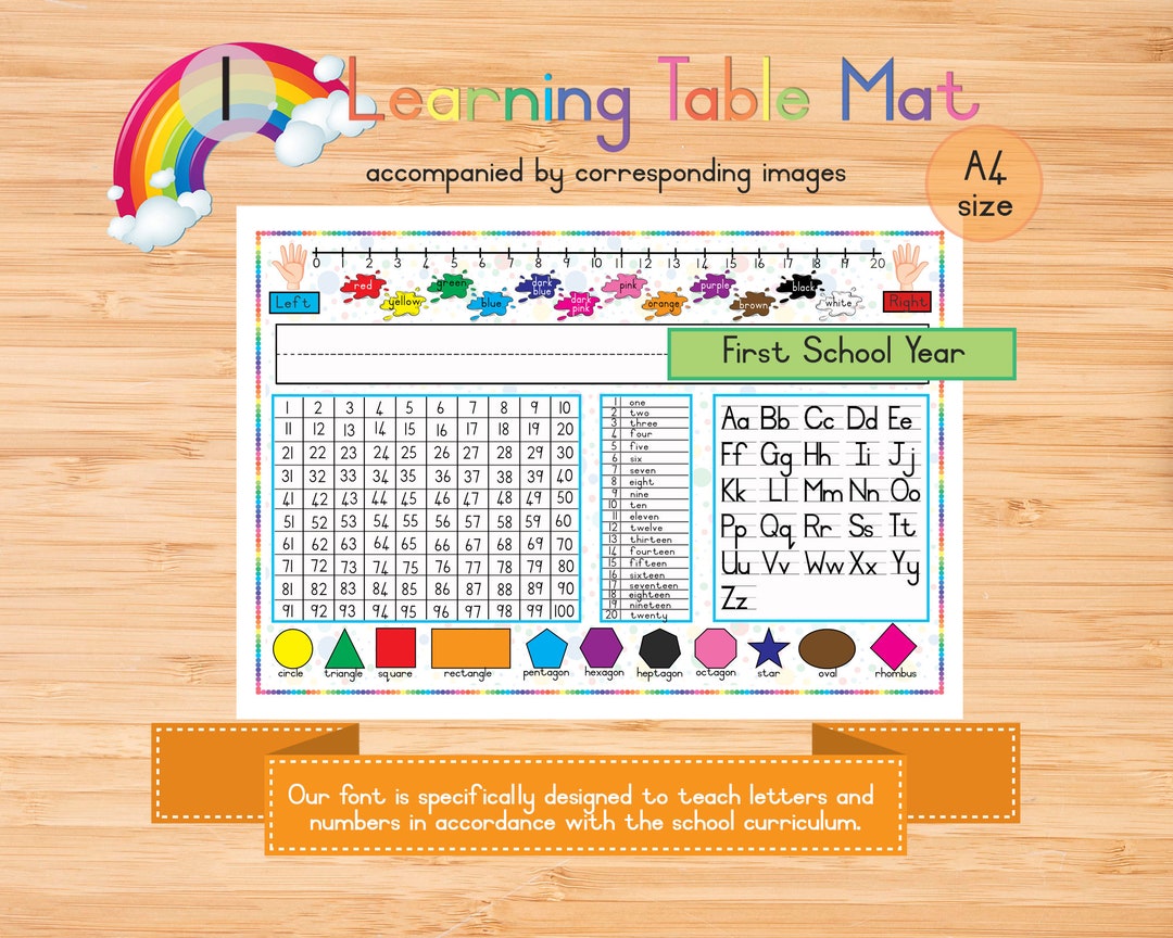 Grade 1 Table Learning Mat, Back to School Name Label, Homework, Home ...