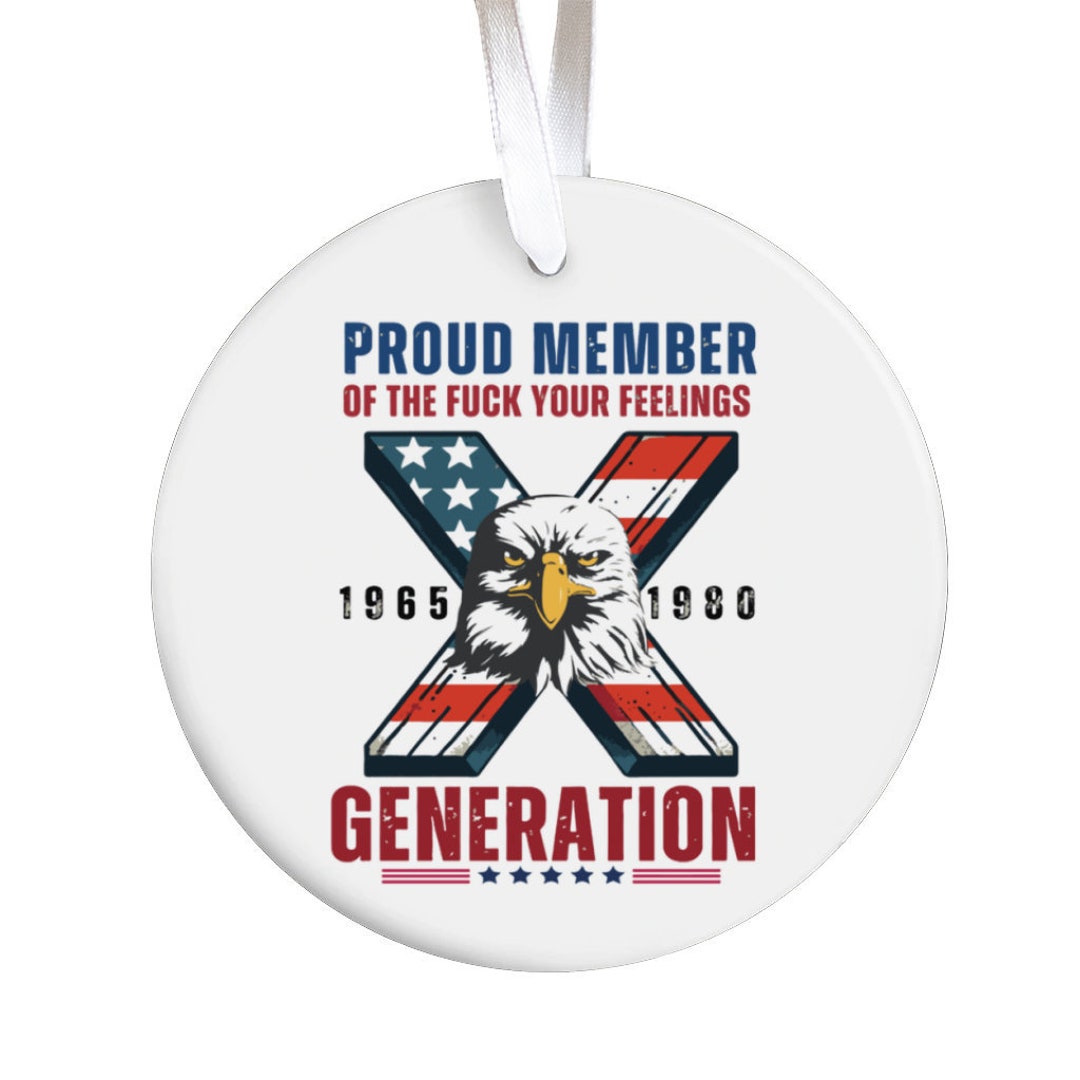 Gen X Christmas Ornament Keepsake: Proud Member, Eagle Design, Ceramic ...