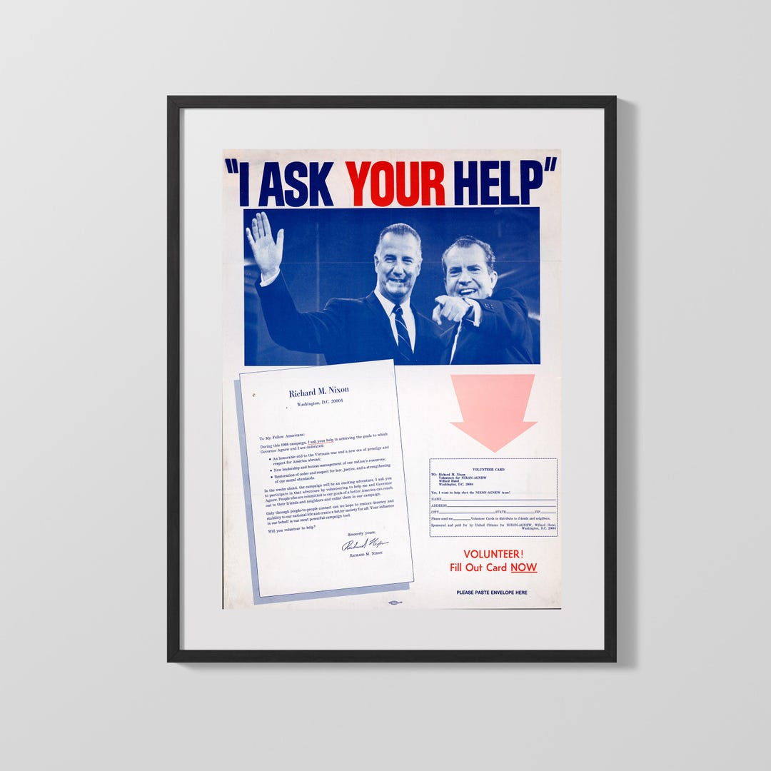 1960s Political Poster – Richard Nixon Volunteer Campaign Art - Etsy
