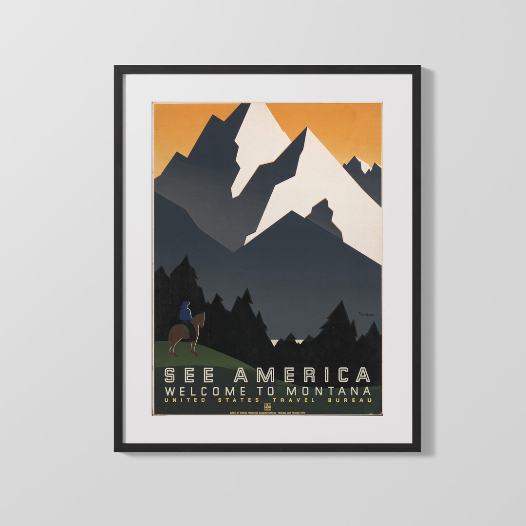 National Parks Poster - Montana - Big Sky Horizons - Etsy