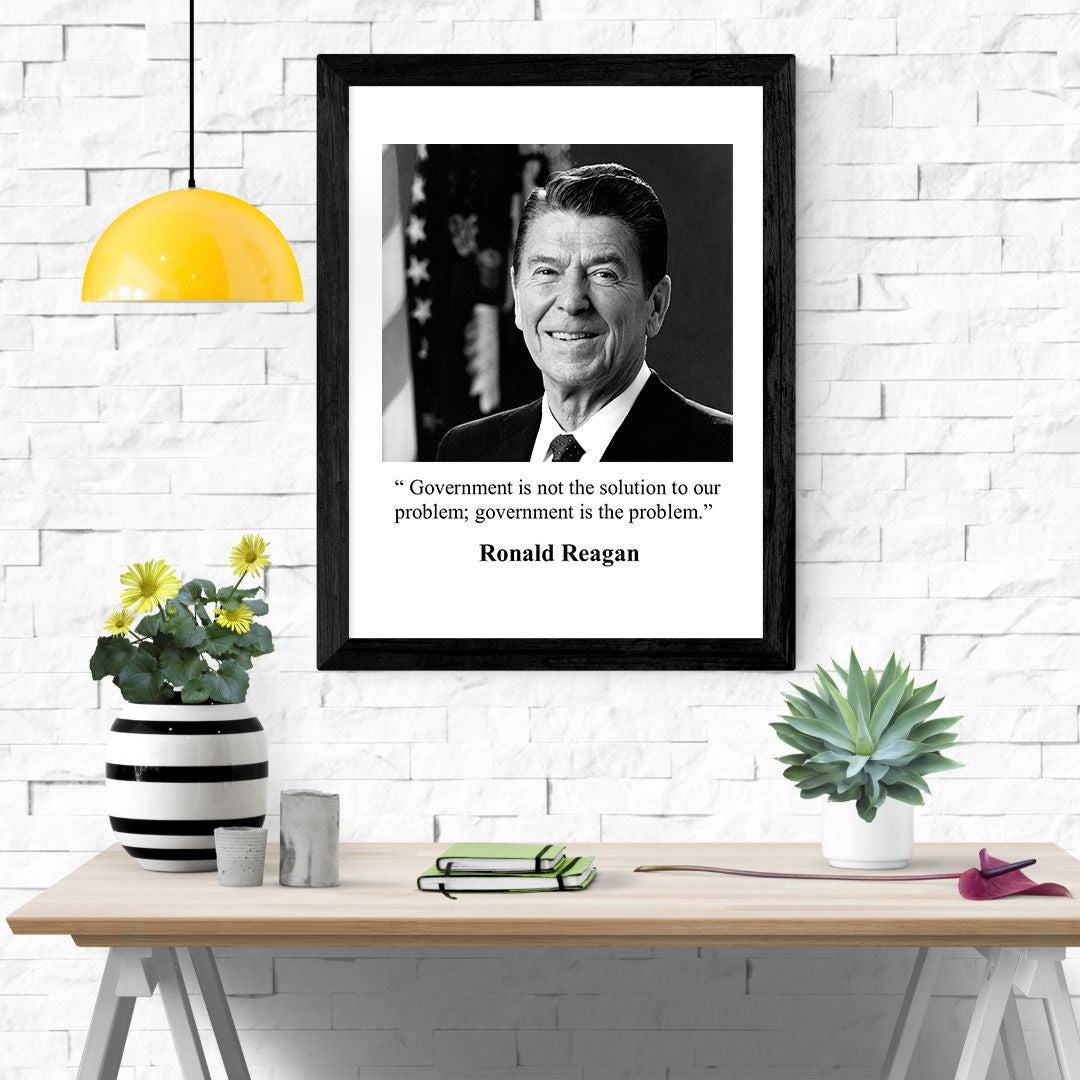 Ronald Reagan Quote Poster Government is the Problem - Etsy
