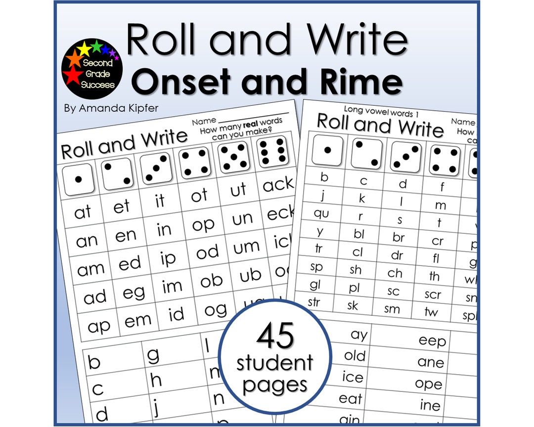 Onset and Rime Roll and Write: Blending and Chunking Words - Etsy