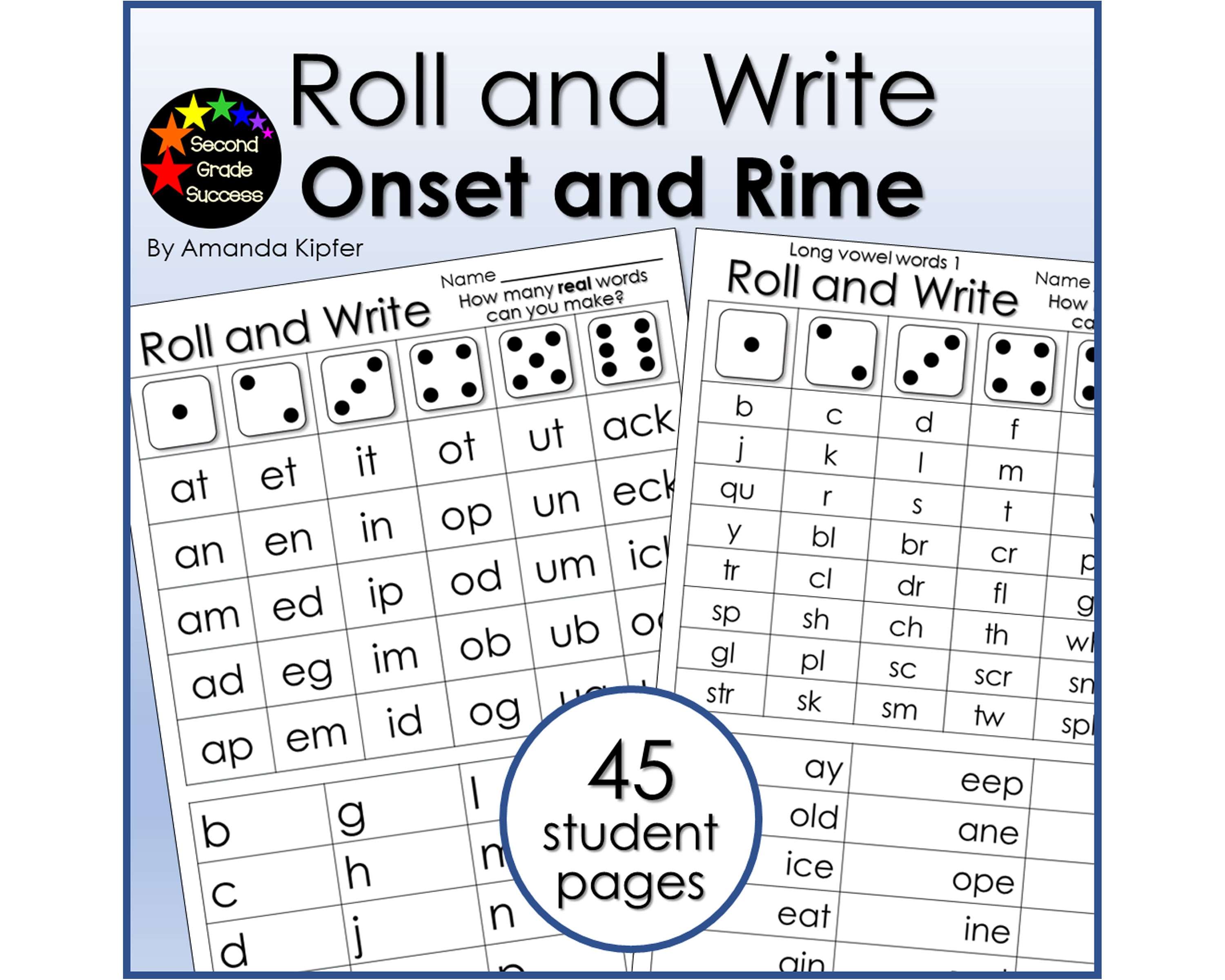 Onset and Rime Roll and Write: Blending and Chunking Words - Etsy