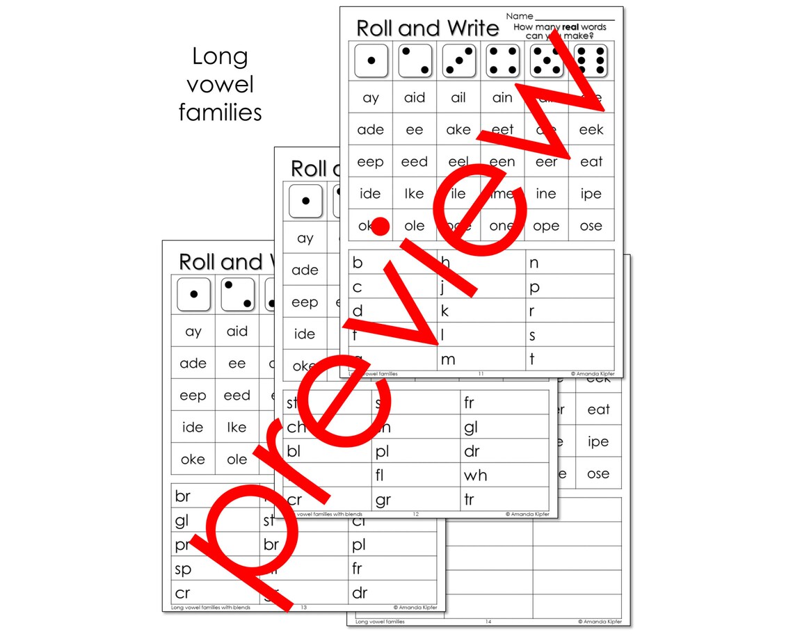 Onset and Rime Roll and Write: Blending and Chunking Words - Etsy