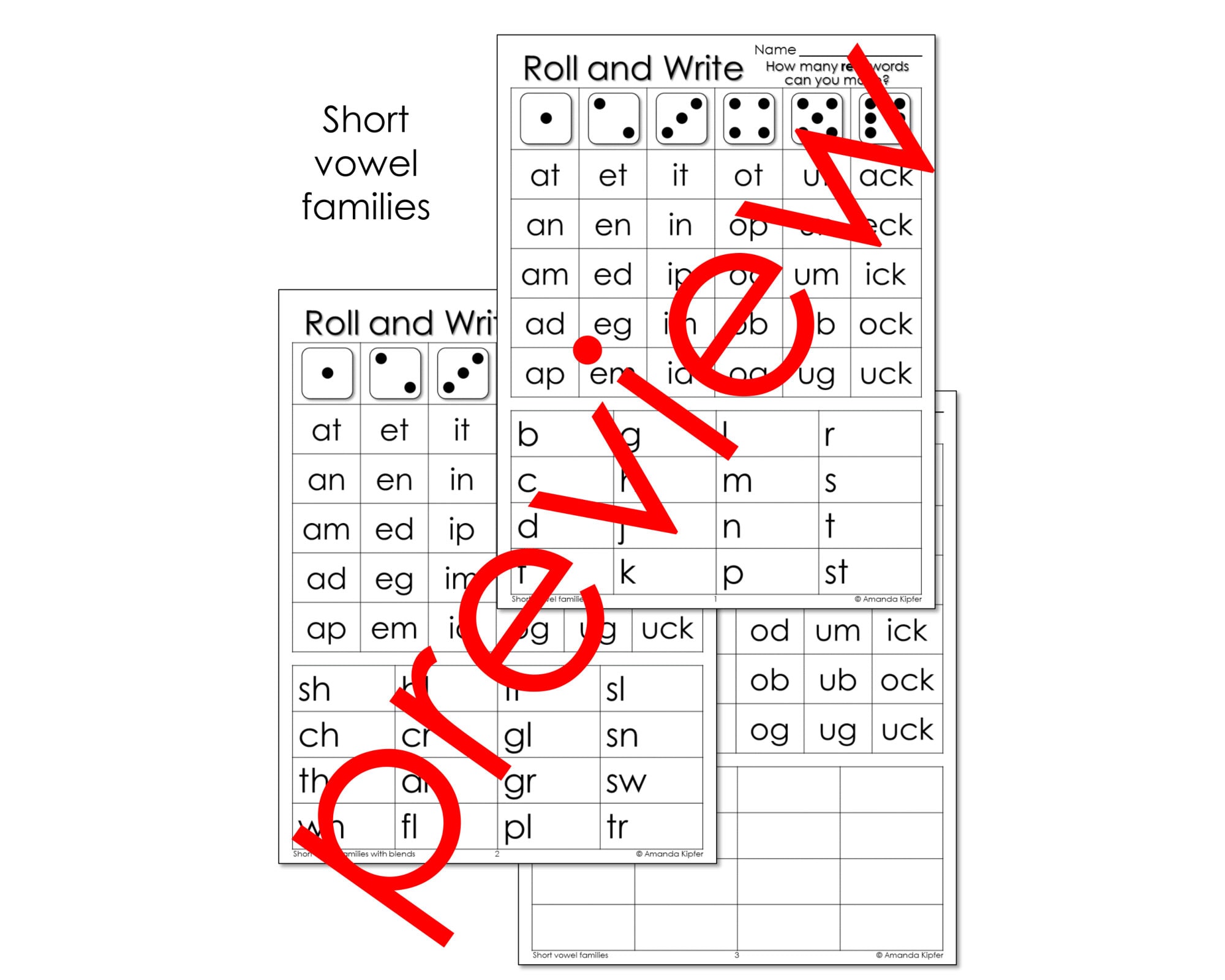 Onset and Rime Roll and Write: Blending and Chunking Words - Etsy