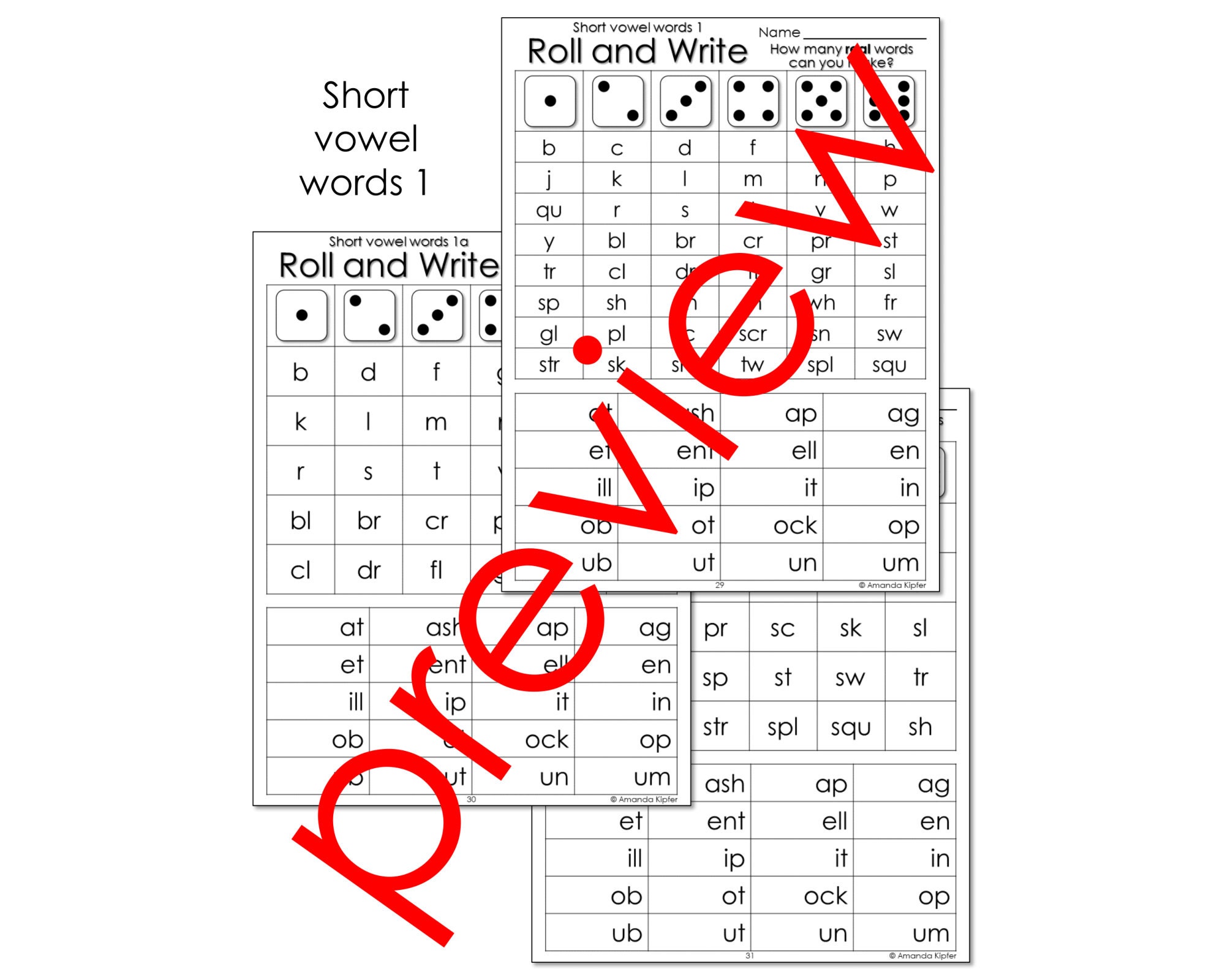 Onset and Rime Roll and Write: Blending and Chunking Words - Etsy