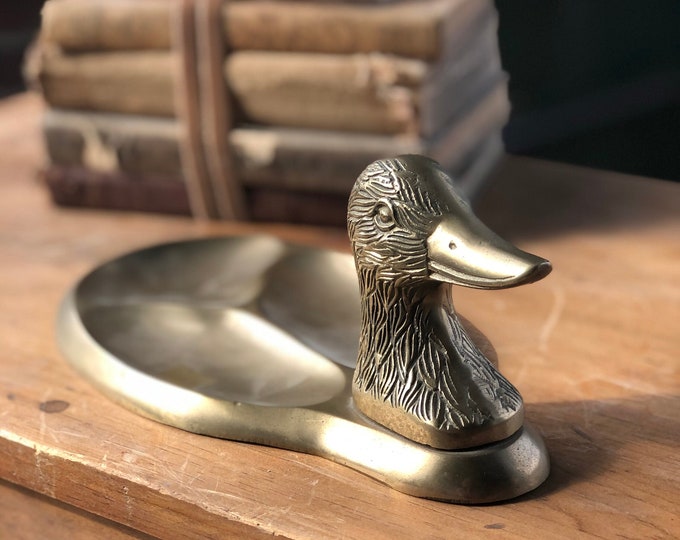 Vintage Brass Mallard Duck Desk Organizer Tray - Etsy