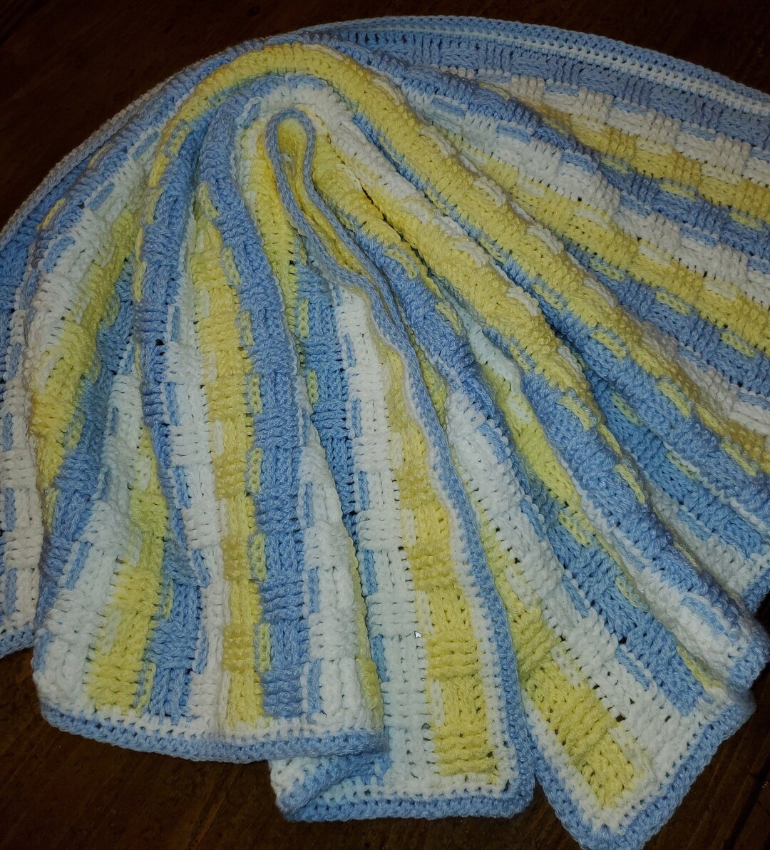 Crocheted Baby Afghan, Gender Neutral Crocheted Afghan, Blue Baby ...