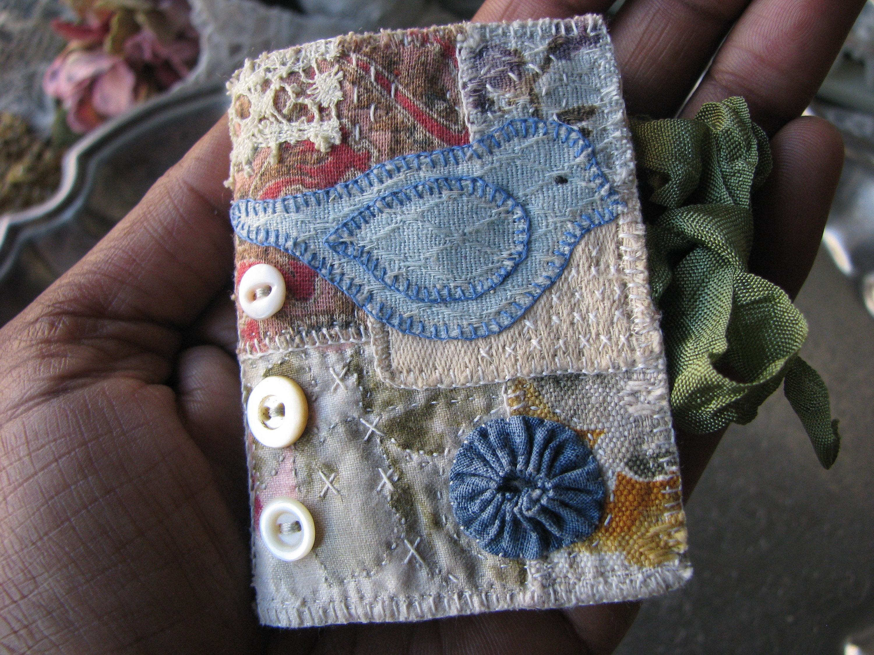 Slow Stitch Needle Book Kit, Blue Bird Needle Book Kit, Handmade Needle ...