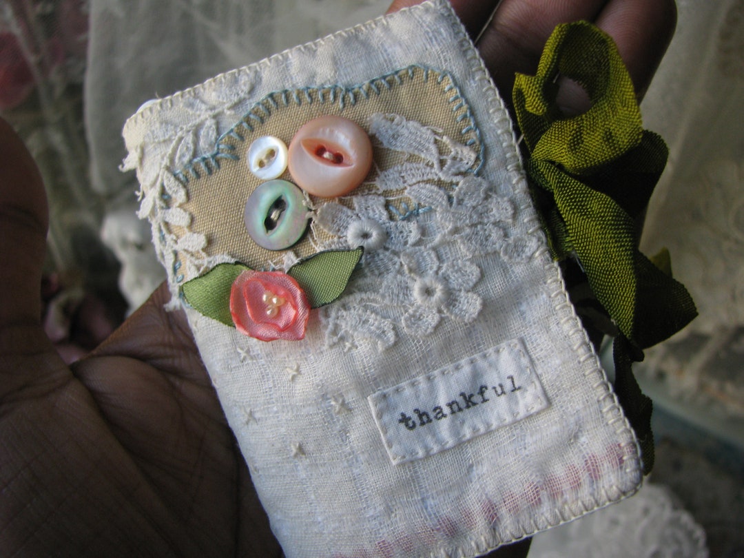 Slow Stitch Fabric Book Kit, Button Garden Book Kit, Handmade Fabric ...