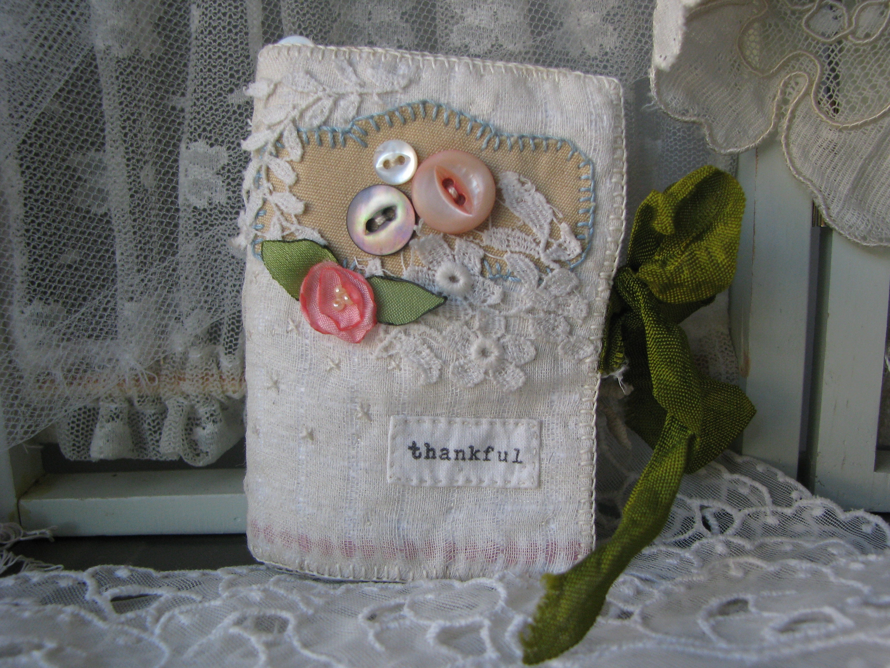 Slow Stitch Fabric Book Kit, Button Garden Book Kit, Handmade Fabric ...