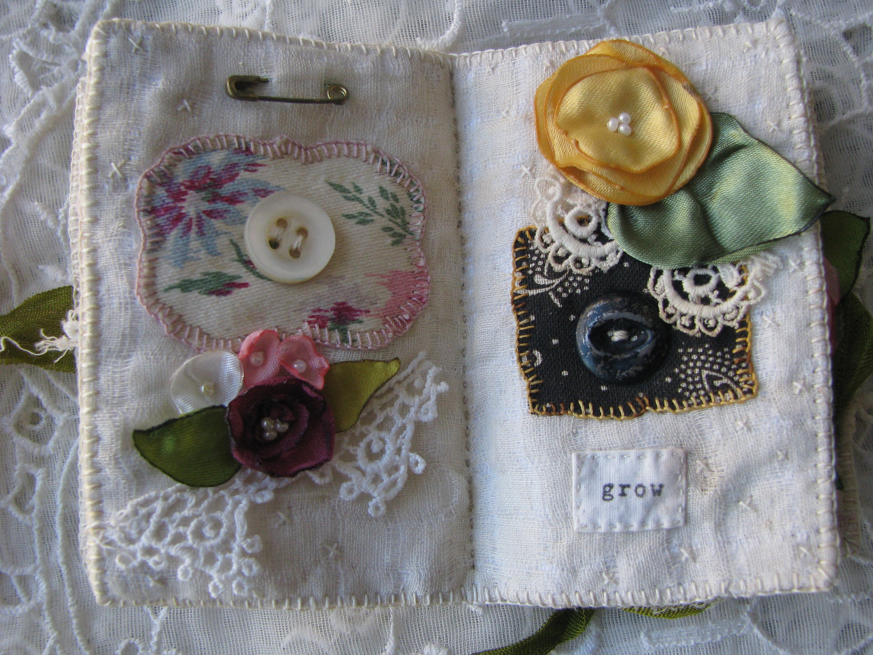 Slow Stitch Fabric Book Kit, Button Garden Book Kit, Handmade Fabric ...