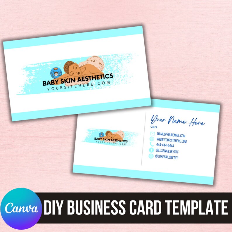 DIY Customizable Business Card for Esthetician Baby Blue Clean Luxury ...
