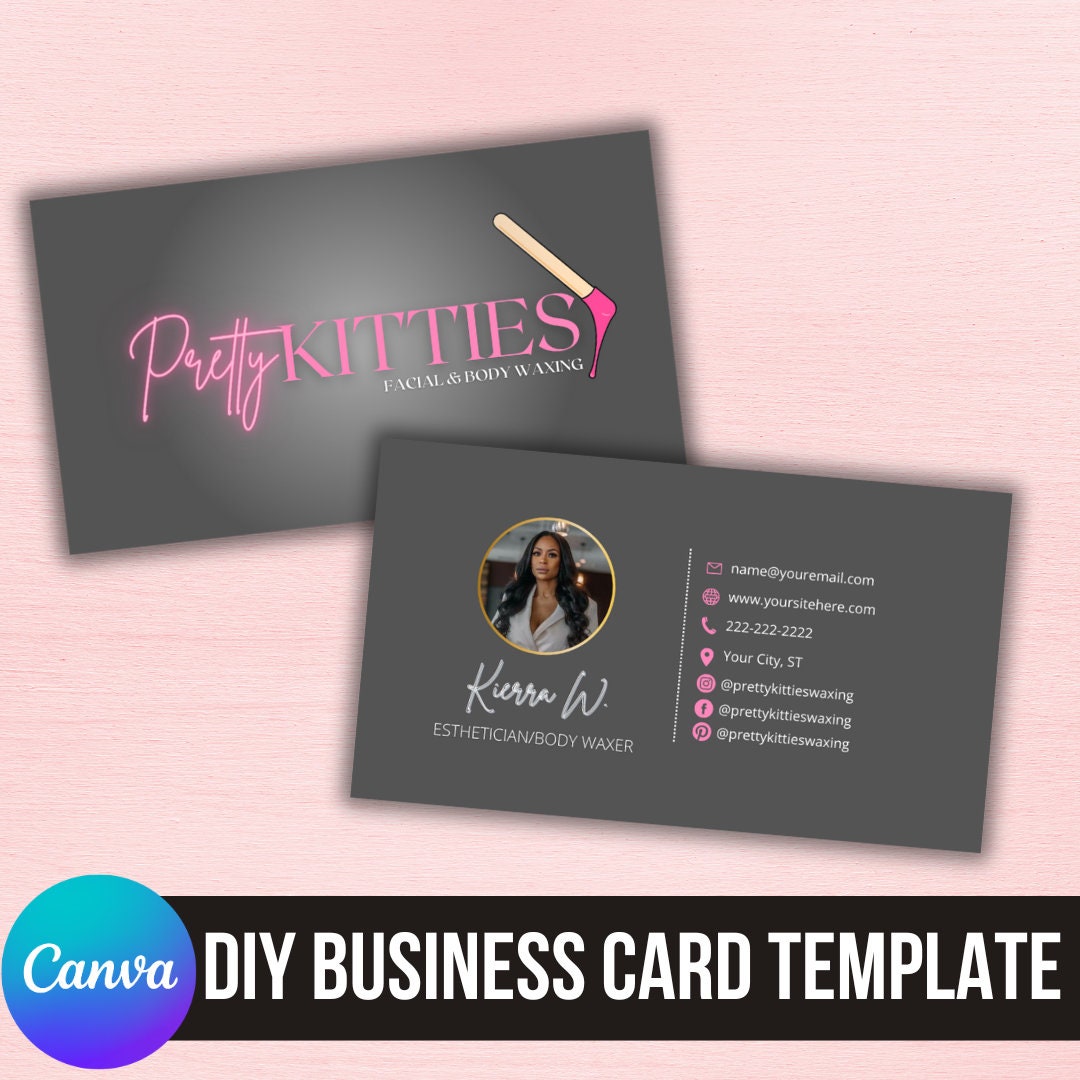 Editable Esthetician Business Card | Waxing Cosmetologist Diy Canva