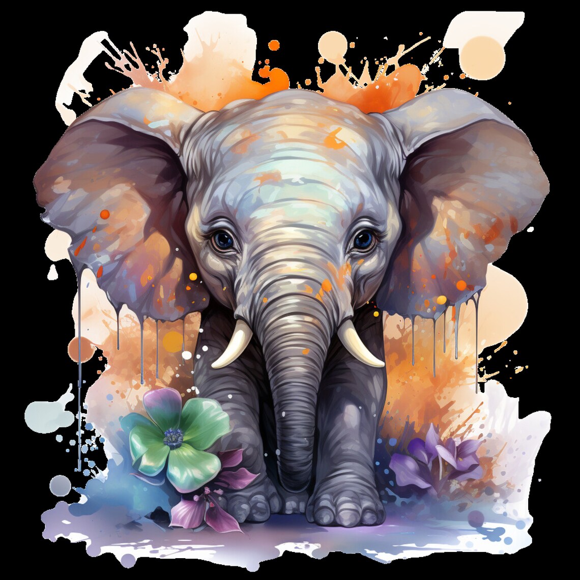 19 Elephant Clipart PNG, Watercolor Elephant Clipart, Elephant Bundle ...