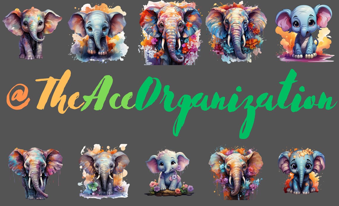 19 Elephant Clipart PNG, Watercolor Elephant Clipart, Elephant Bundle ...