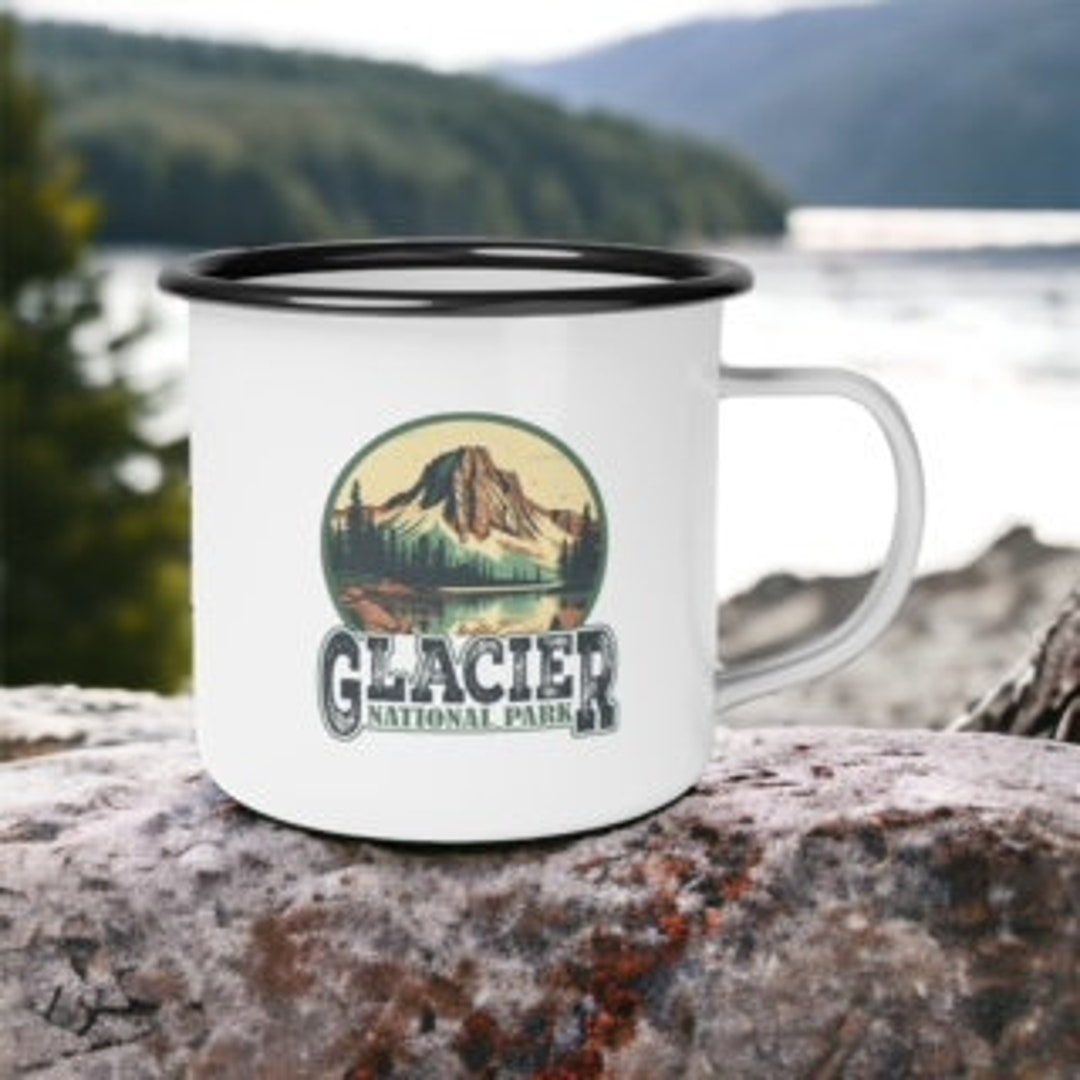 Glacier National Park Enamel Camper Cup, Camper Mug, Hiking and Camping ...
