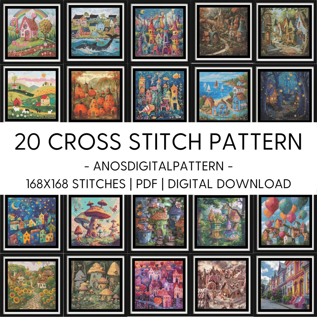 Cross Stitch Pattern - Bundle Fantastic Villages - PDF - Modern Cross Stitch Pattern - Cross ...
