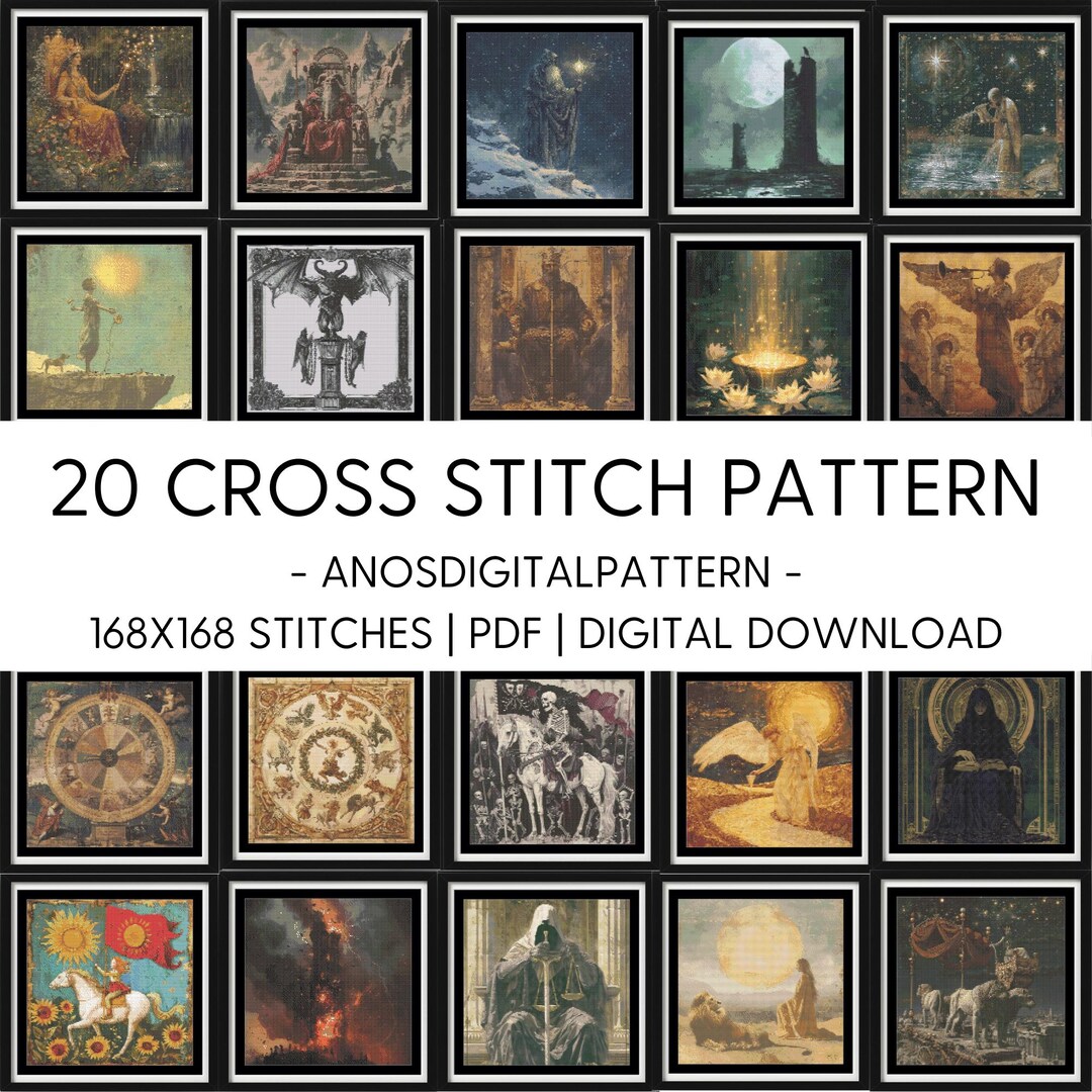 Cross Stitch Pattern - Bundle Mystic Tarot Motifs - PDF - Modern Cross ...