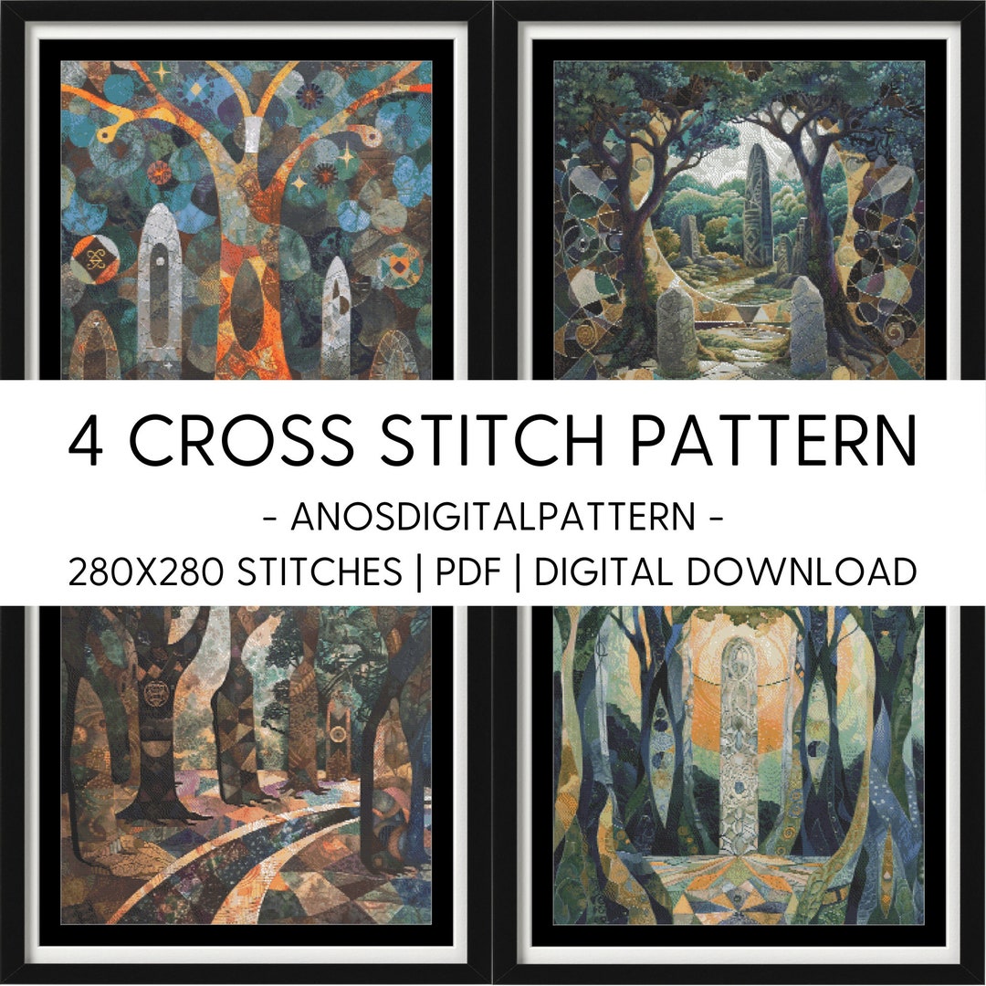 Cross Stitch Pattern - Bundle Celtic Druid Grove - PDF - Modern Cross ...