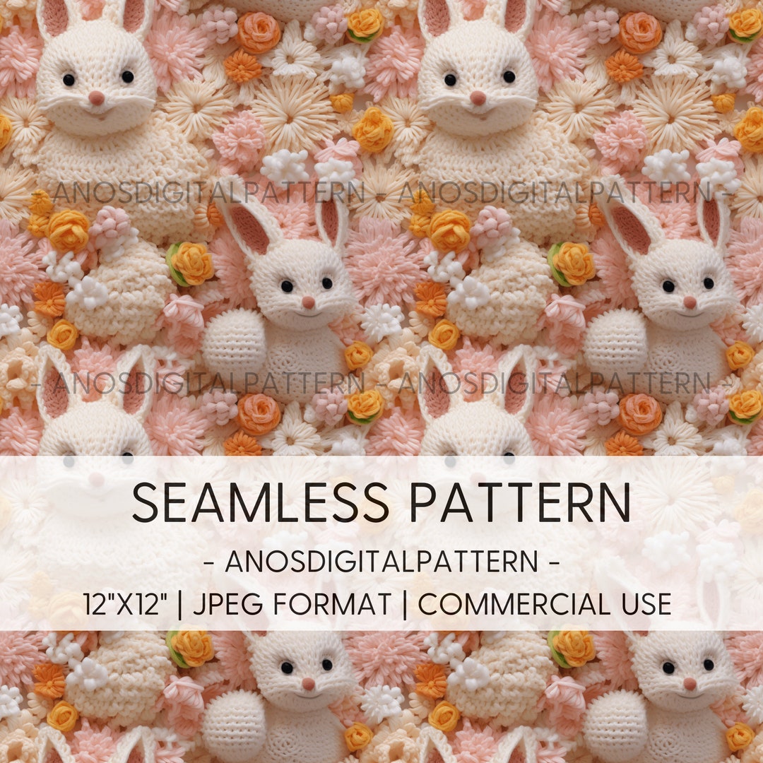 Seamless File - Flower Easter Bunny - JPEG - Seamless Pattern ...