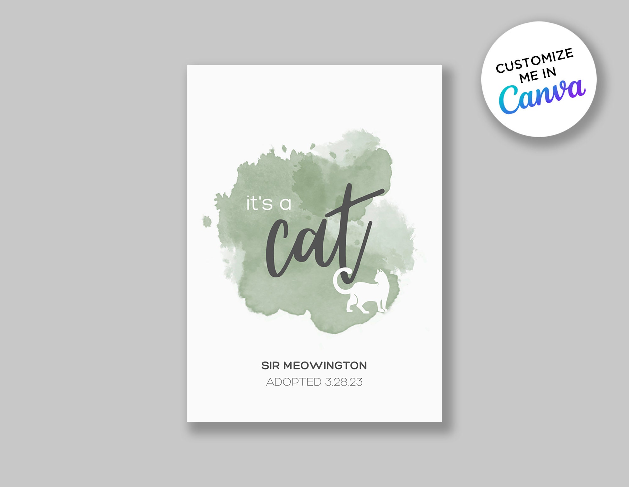 Pet Cat Adoption Announcement 5x7 Template - Etsy