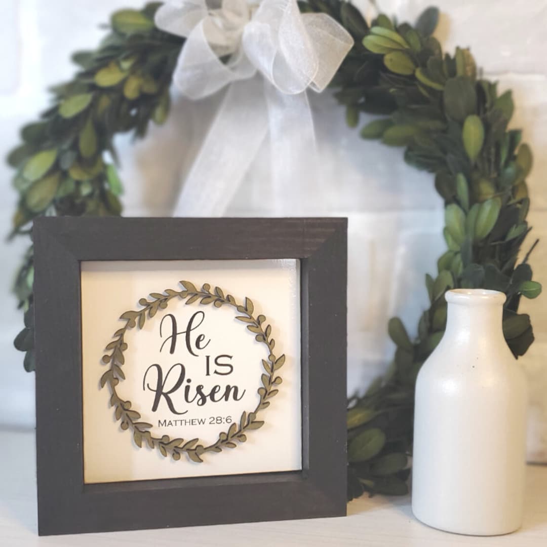 He is Risen Wood Sign Modern Farmhouse Christian Décor Easter Tiered ...