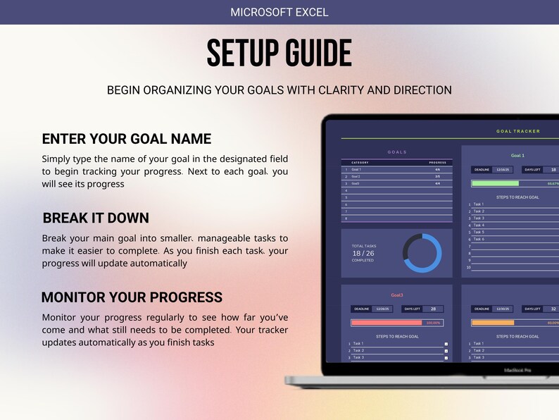 Excel Goal Tracker: Task Planner Spreadsheet (dark Mode) - Etsy
