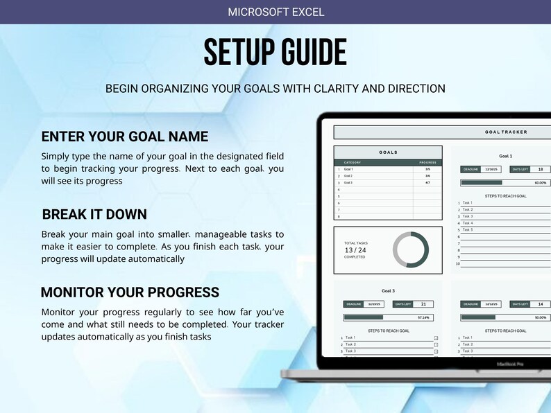 Goal Tracker Excel Template, Smart Goals Planner (digital Download) - Etsy