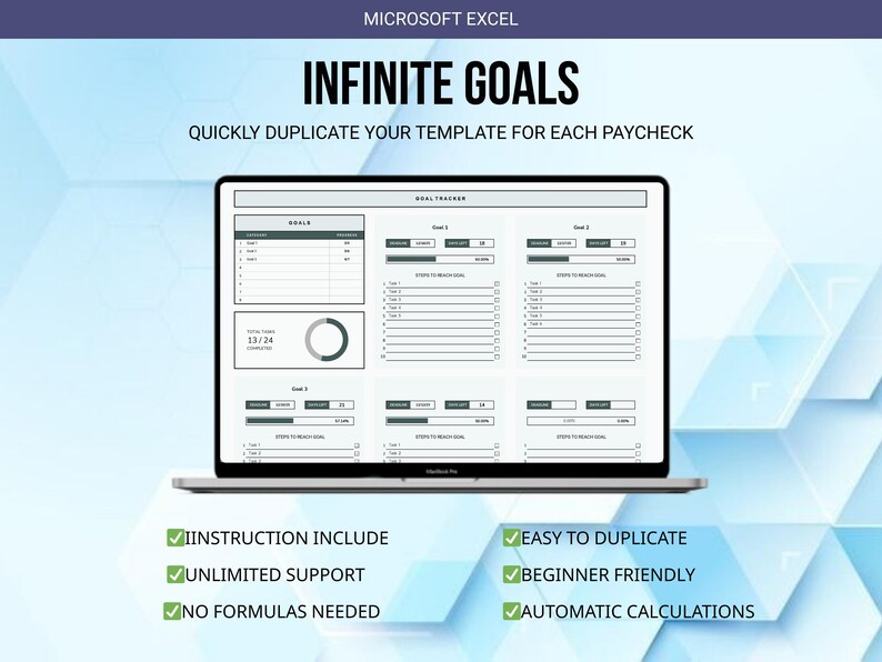 Goal Tracker Excel Template, Smart Goals Planner (digital Download) - Etsy