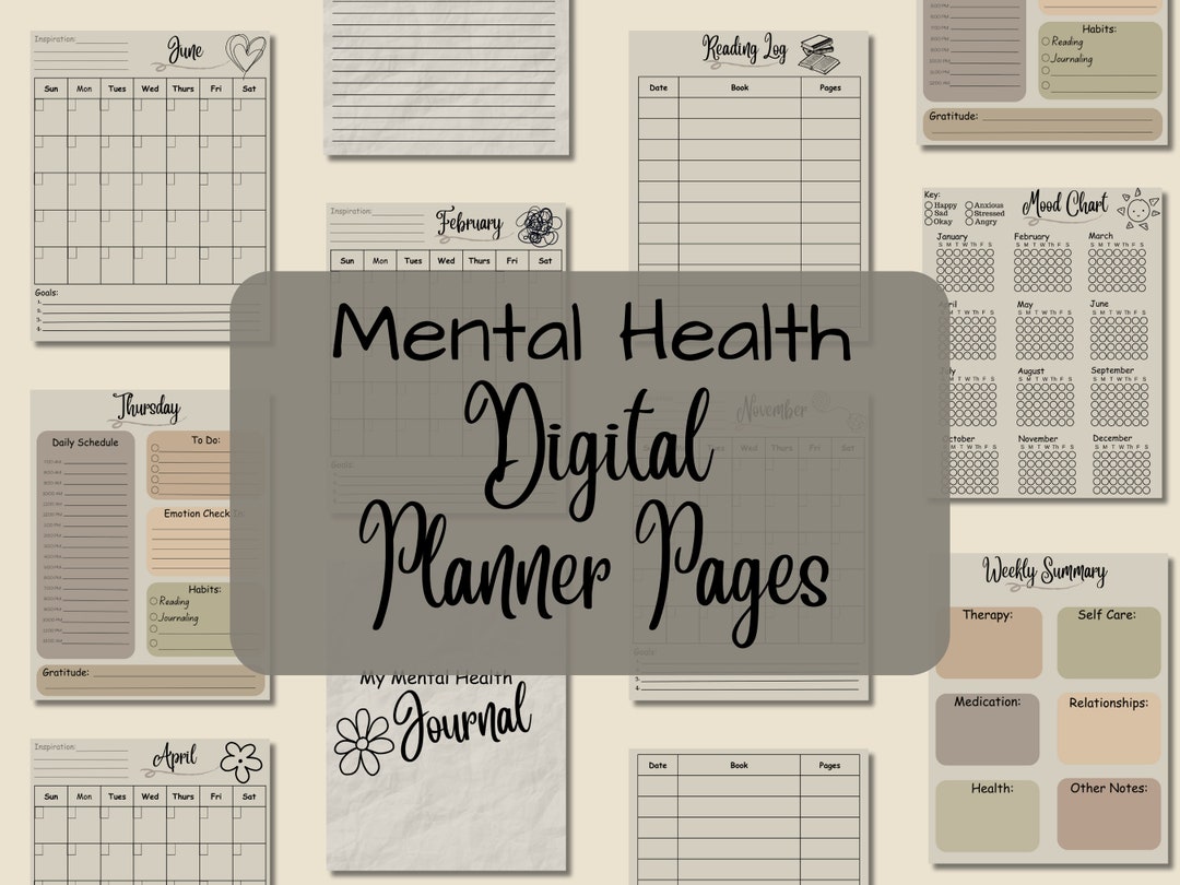 Mental Health Digital Planner, Printable, Goodnotes, One Note ...