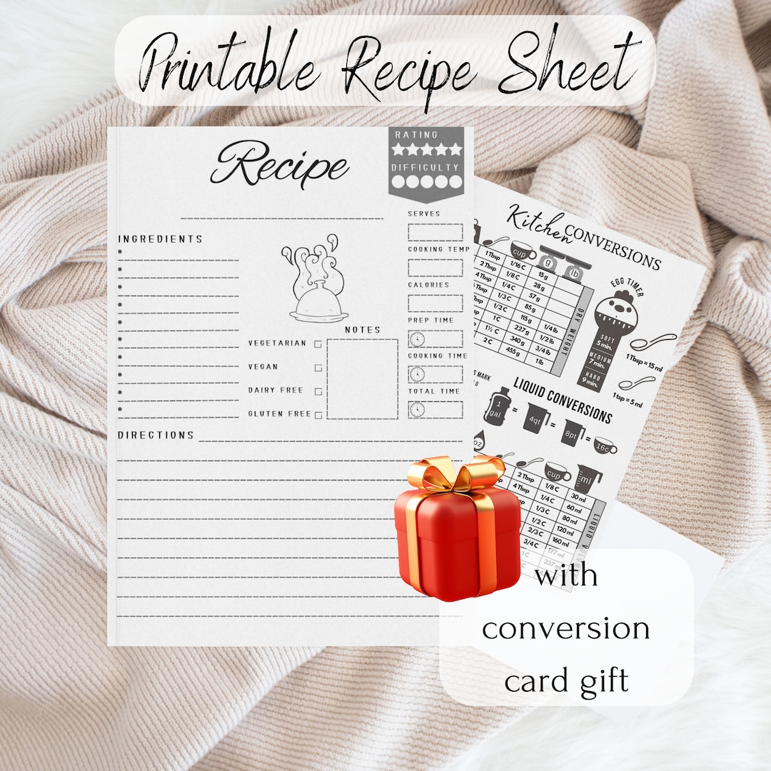 Printable Recipe Planner Sheet Template Recipes for Recipe - Etsy