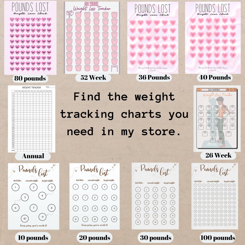 40 Pounds Lost Chart ,weight Loss Tracker,weekly Weigh In,weightloss ...