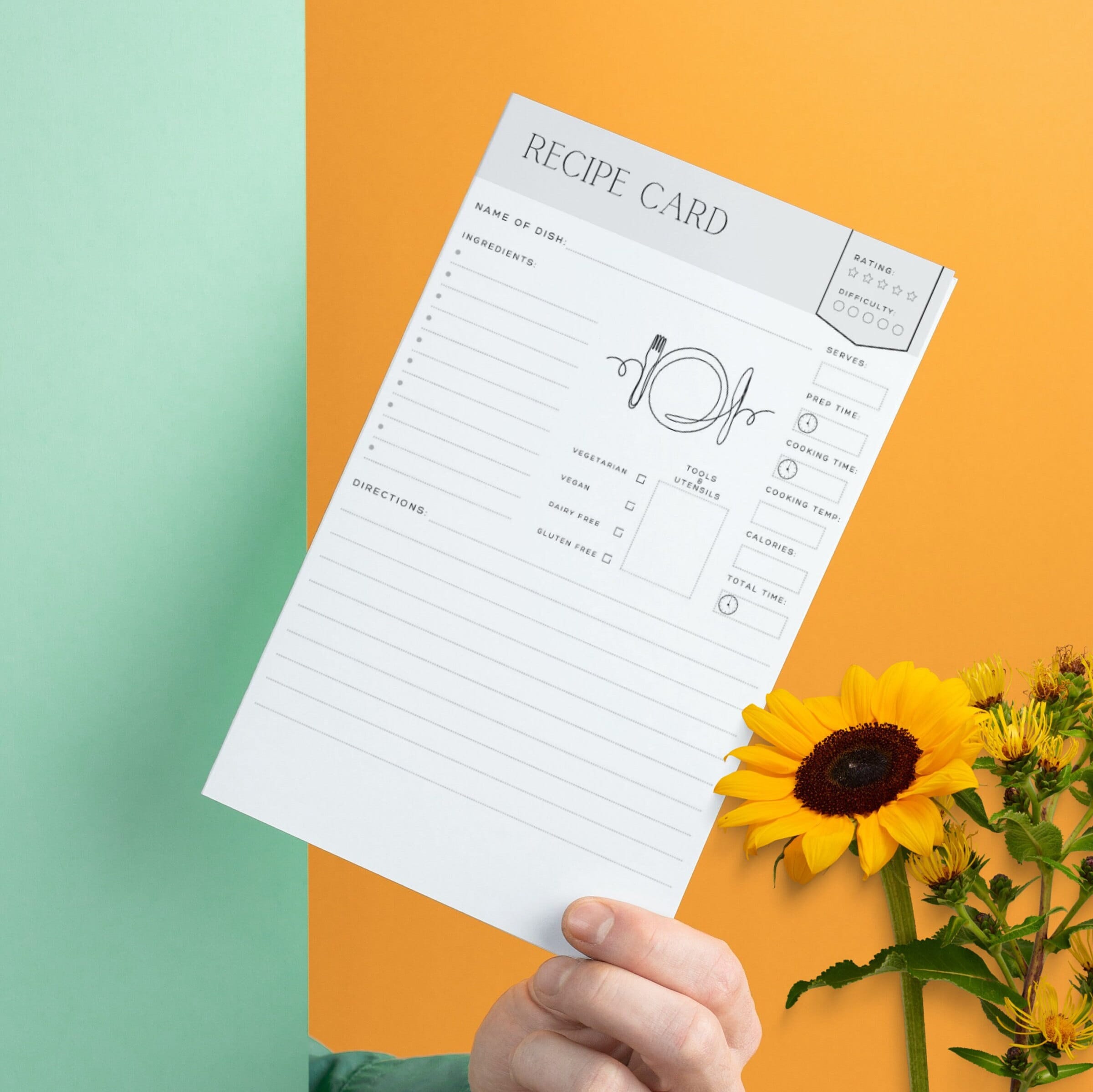 Printable Recipe Planner Sheet Template Recipes for Recipe Binder ...