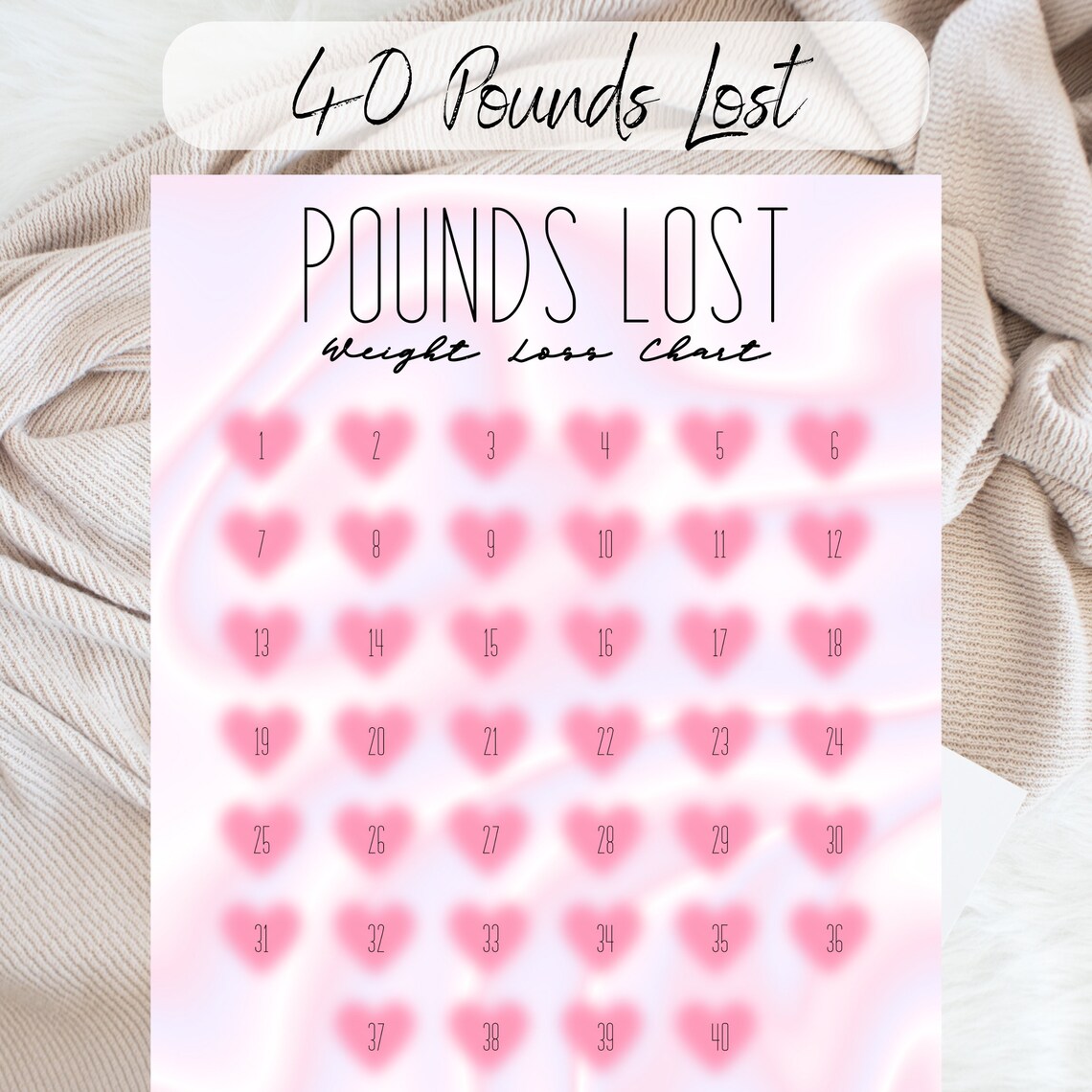 40 Pounds Lost Chart ,weight Loss Tracker,weekly Weigh In,weightloss ...