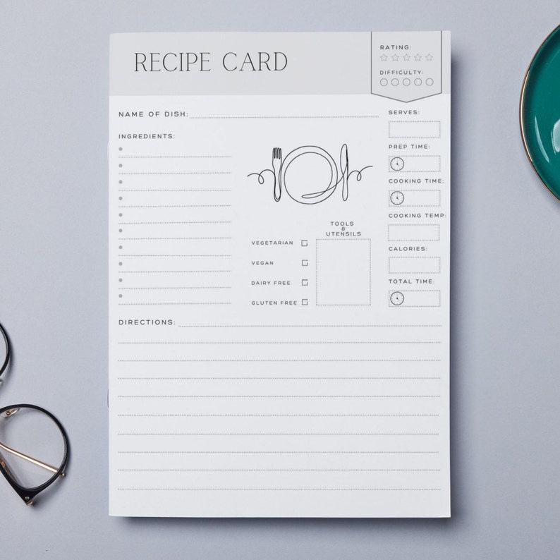 Printable Recipe Planner Sheet Template Recipes for Recipe Binder ...