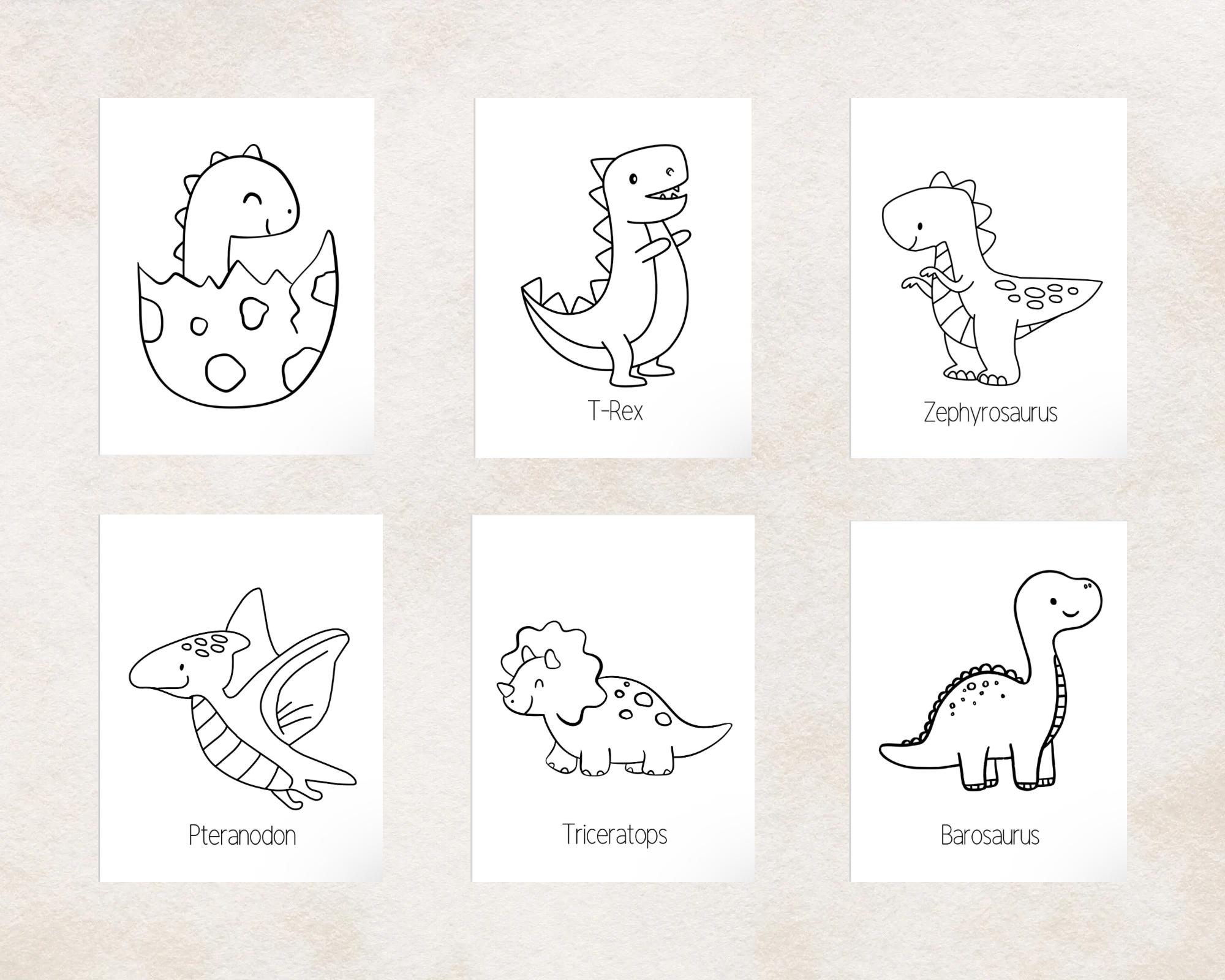 Simple Dinosaur Coloring Sheets - Etsy